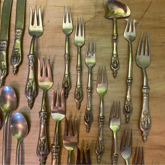 Dining | Vintage Thailand Brass Dinnerware Flatware 31 Pieces Ganesh ...